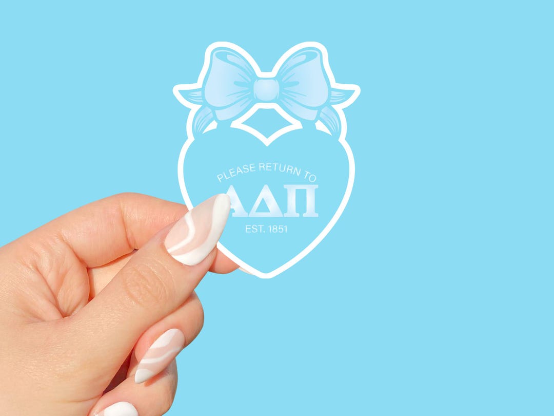 Alpha Delta Pi Sticker – Heart Locket Design – Blue Sticker Decal ...