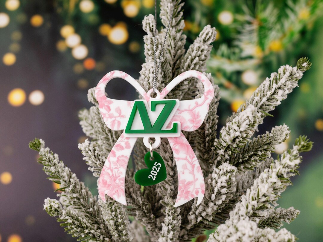 Delta Zeta - Christmas Ornament - Toile Bow - Sorority Gift - Etsy