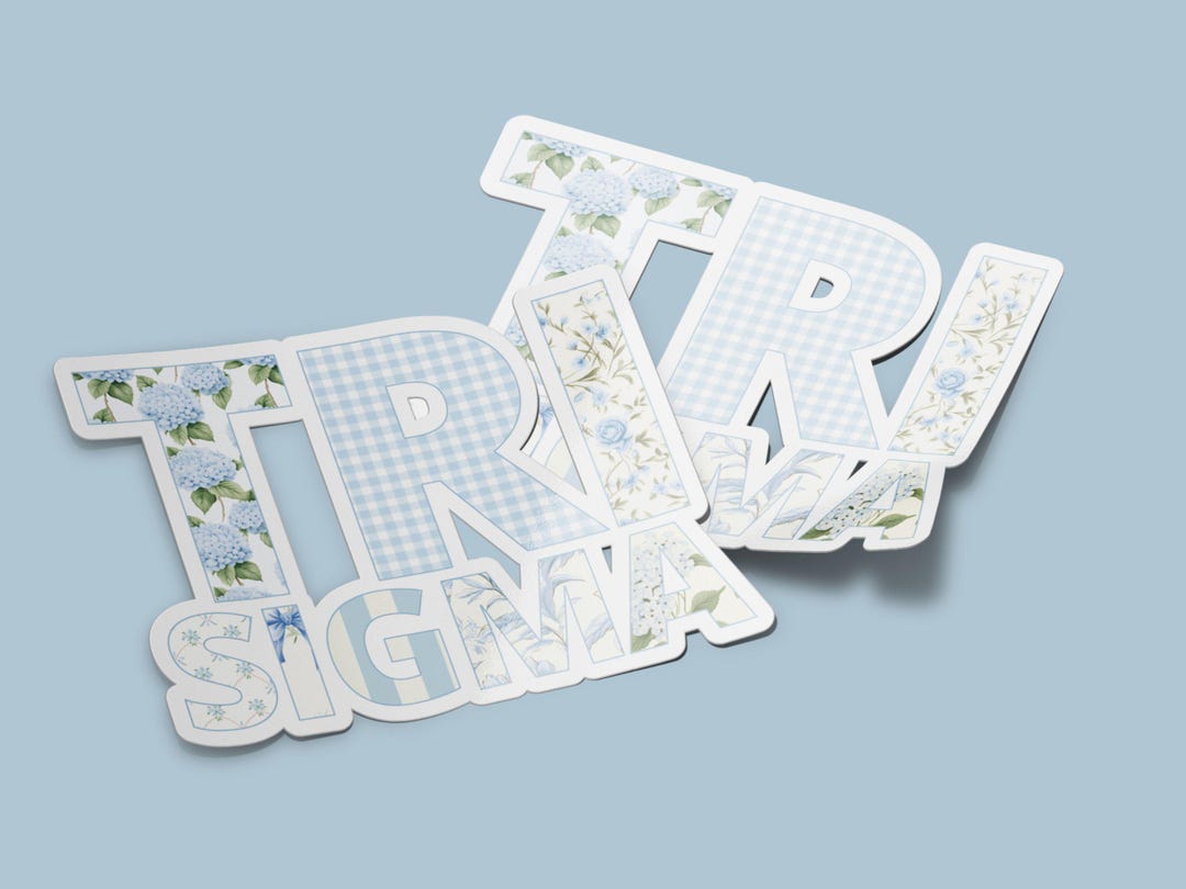 Tri Sigma Patchwork Blue Sticker | Blue ΣΣΣ Sorority Nickname Decal ...