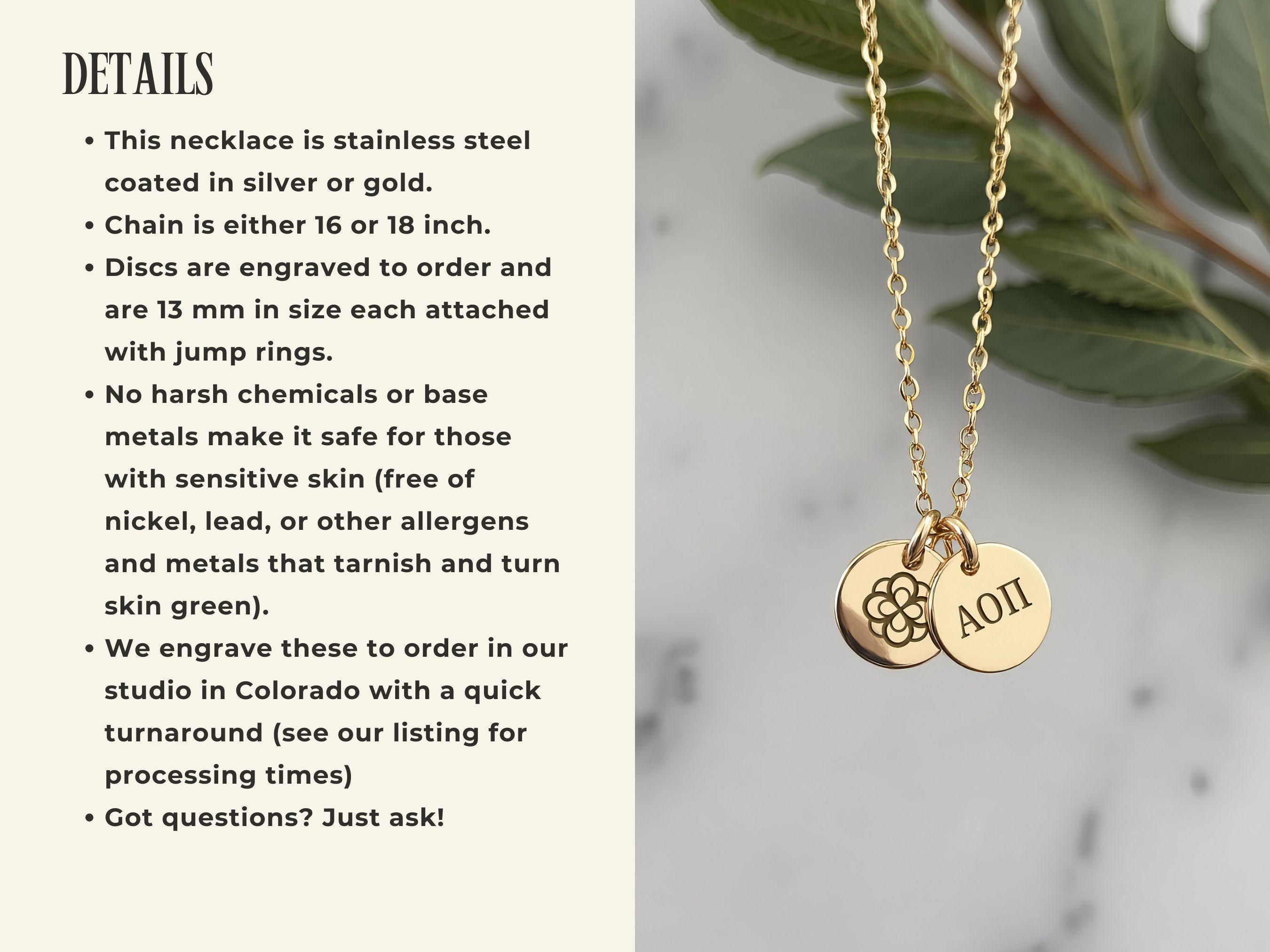 Alpha Omicron Pi - Necklace – Double Disc – Infinity Rose Charm ...
