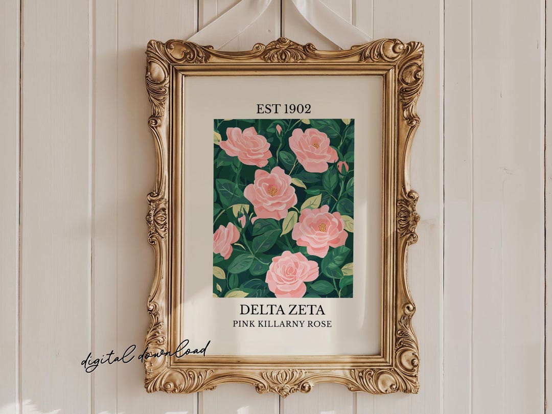 Delta Zeta - Digital Art Print - Floral Stamp - Sorority Wall Poster ...