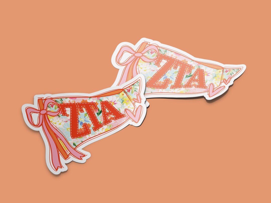 ΖΤΑ Sticker, Zeta Tau Alpha Pennant Sorority Sticker, ZTA Preppy Greek ...