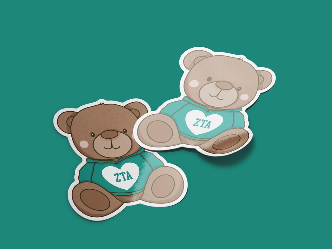 Zeta Tau Alpha Sticker | ΖΤΑ Teddy Bear Sorority Sticker With Greek ...