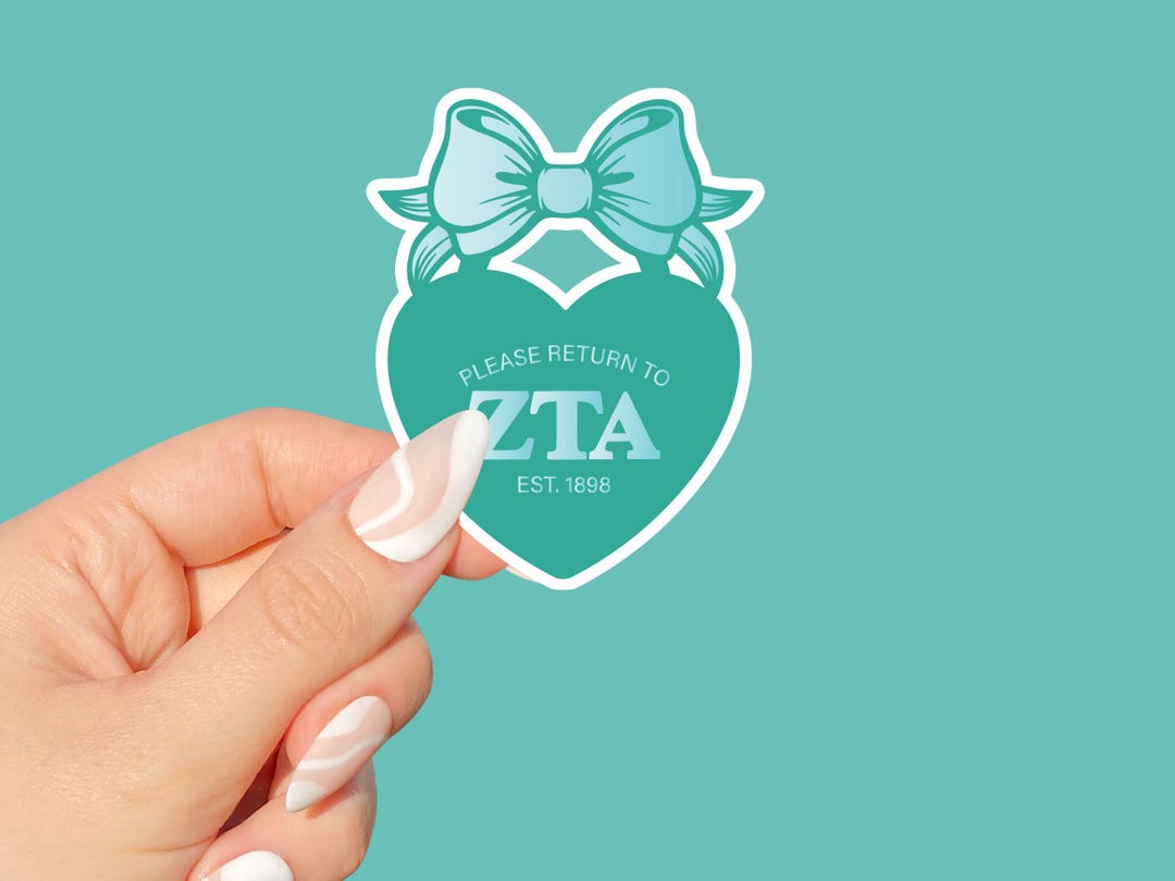 Zeta Tau Alpha Sticker Heart Locket Design Sorority Sticker Zeta Decal ...