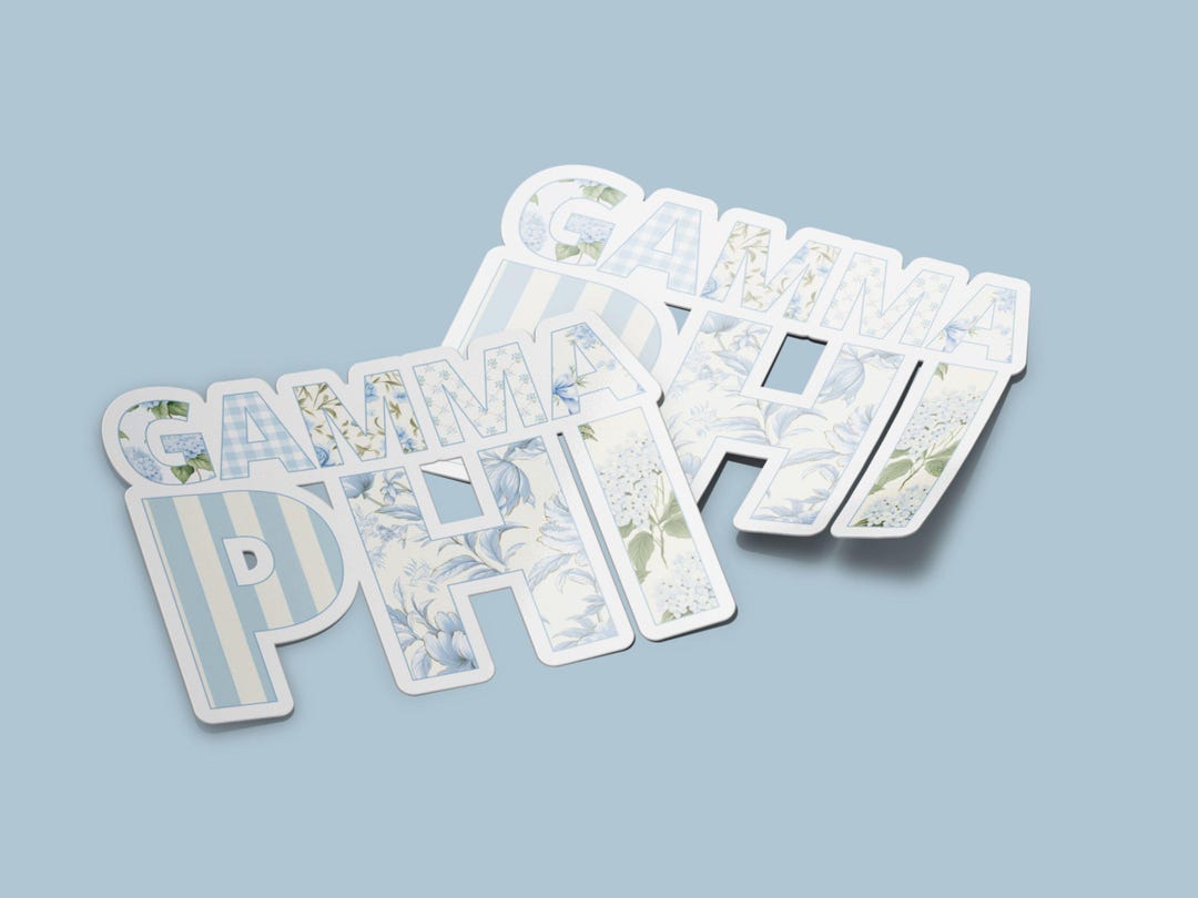 Gamma Phi Patchwork Blue Sticker | Blue ΓΦΒ Sorority Nickname Decal ...