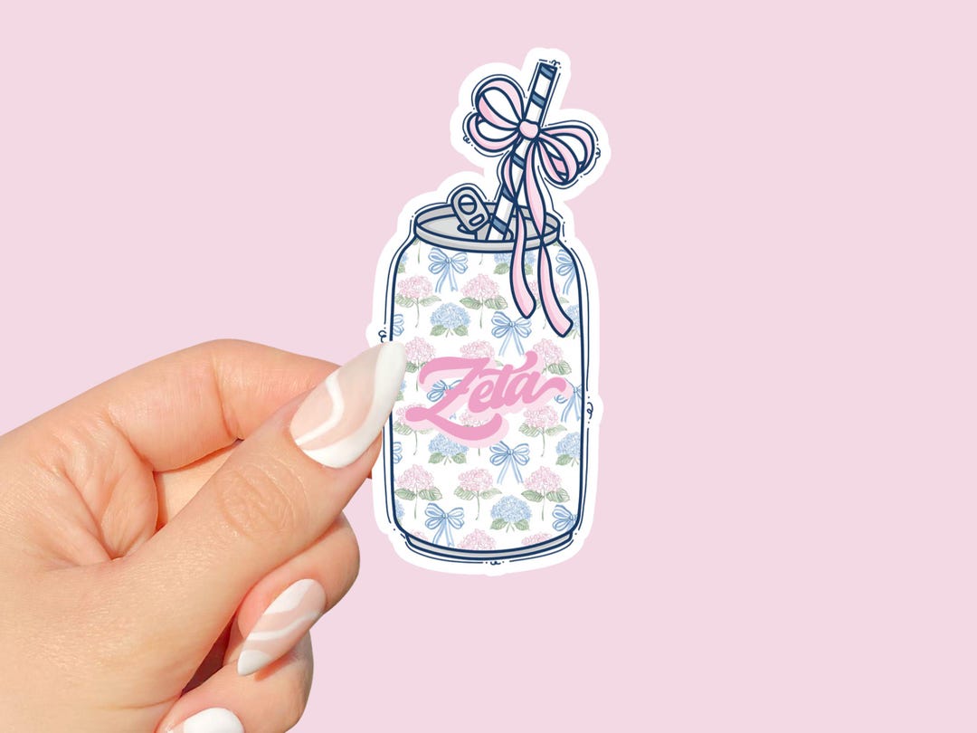 Zeta Tau Alpha Soda Can Sticker Grandmillennial Shabby Chic Vinyl ...