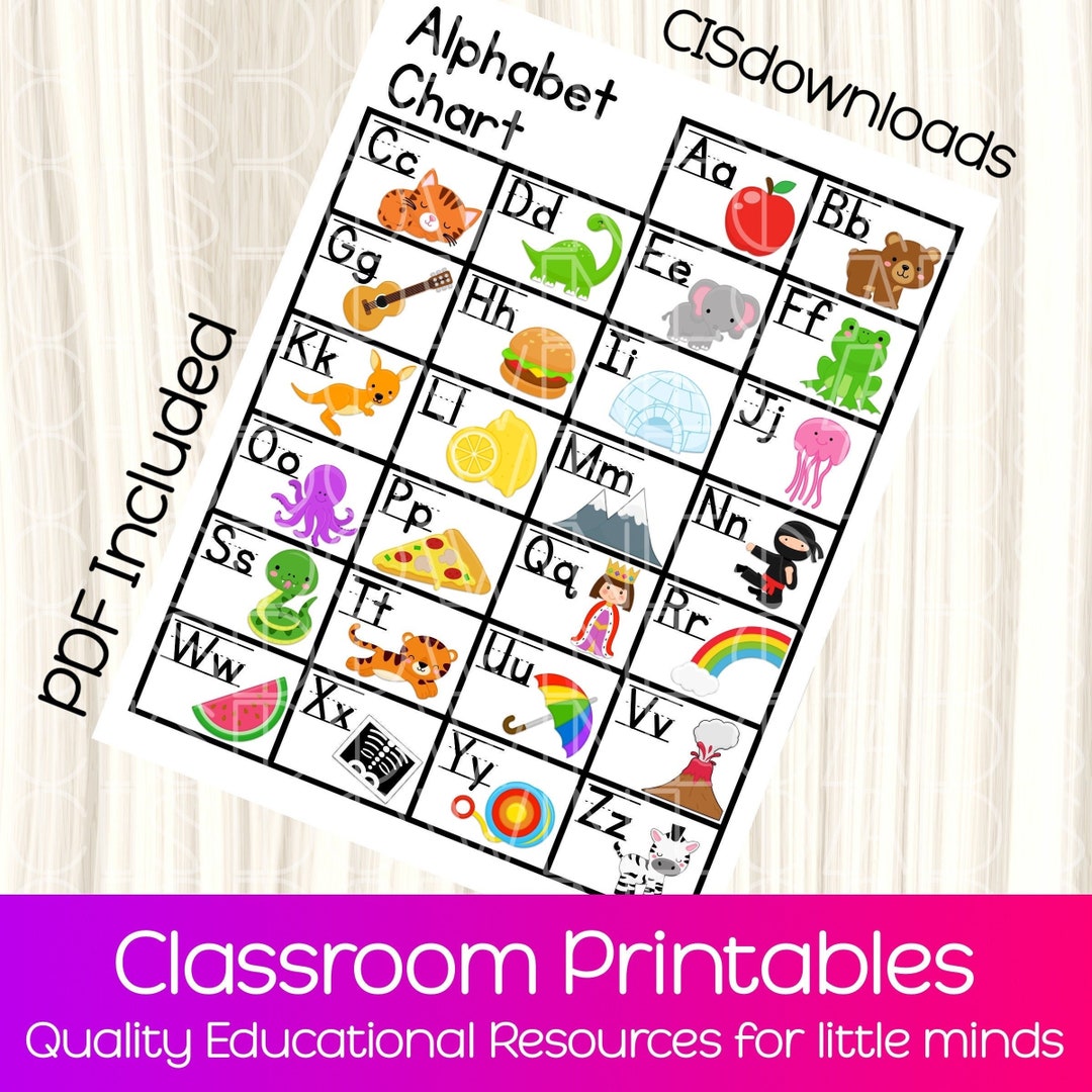 Alphabet Chart Printable, JPG, PDF, Teachers Downloads, School ...