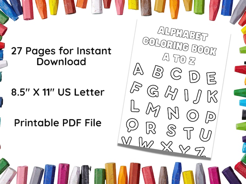 Alphabet ABC Coloring Pages A-Z - Etsy