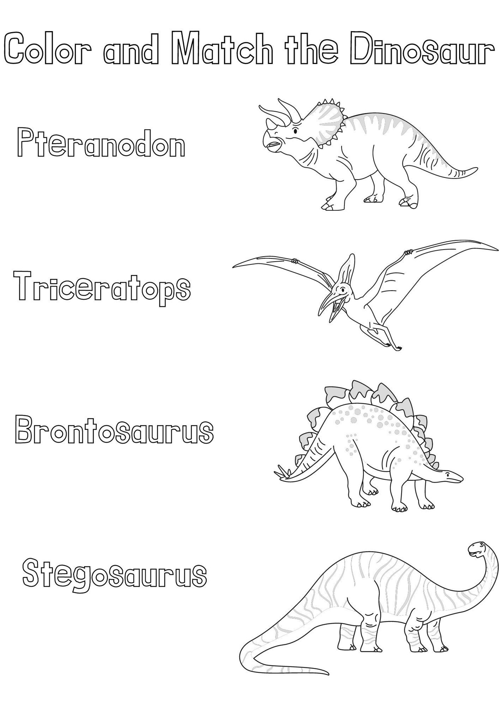 Color and Match Dinosaurs Activity Sheet - Etsy