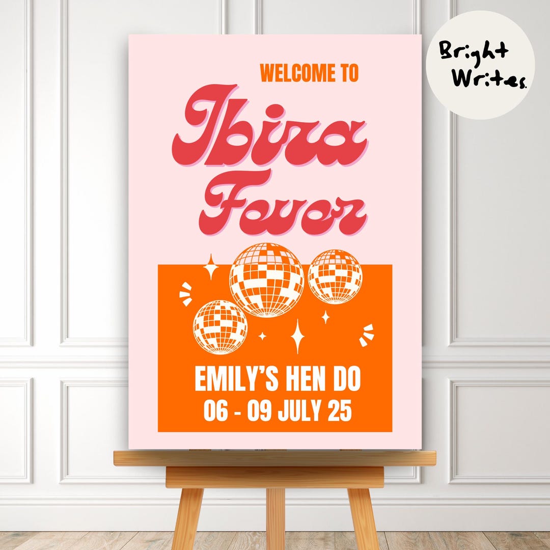Editable Vibrant Colourful Ibiza Disco Holiday Editable Hen Do ...