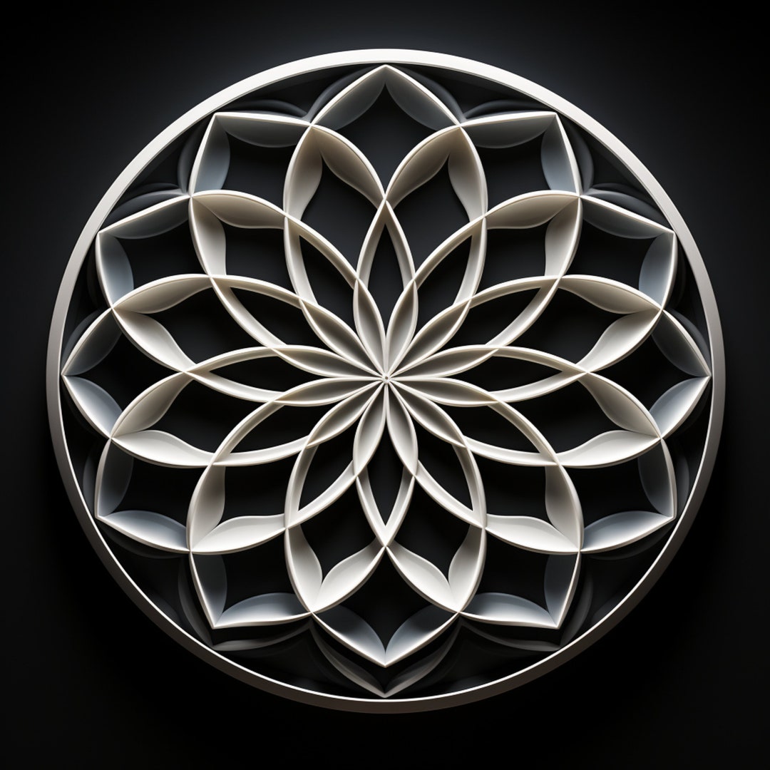 Black and White Flower of Life Inspired Digital Collection - Etsy