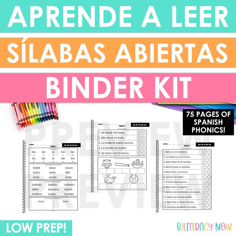 Aprende a Leer Sílabas Abiertas | Carpeta De Intervención | Spanish ...