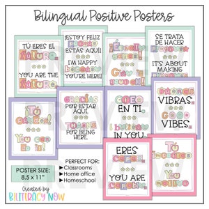 Bilingual Happy Posters Bilingual Positive Posters Classroom Posters ...
