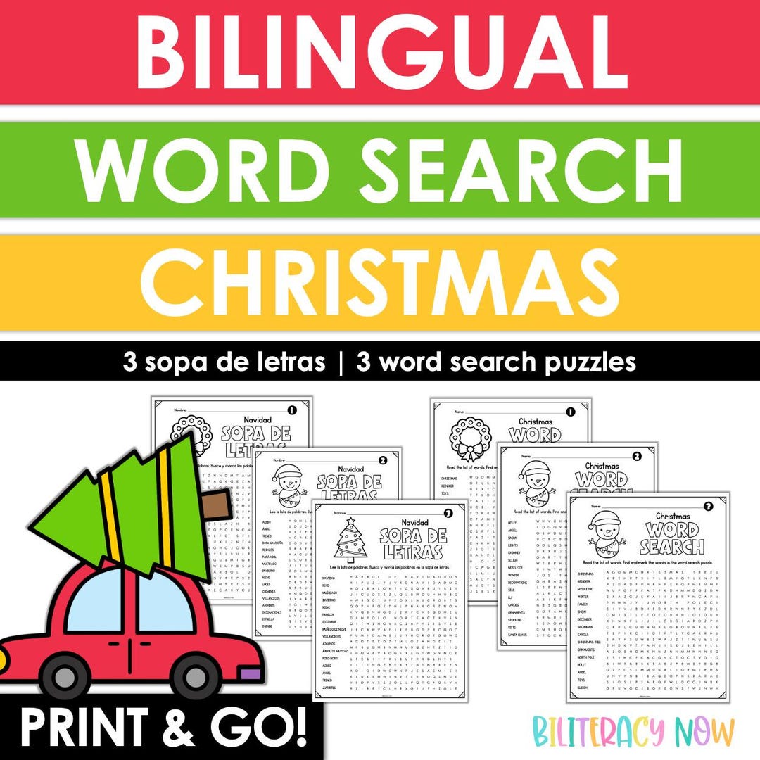 Bilingual Christmas Word Search Puzzles | Sopa De Letras De Navidad - Etsy