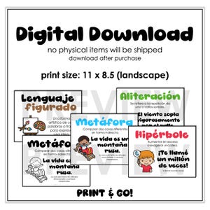 Spanish Figurative Language Posters | Carteles Del Lenguaje Figurado - Etsy