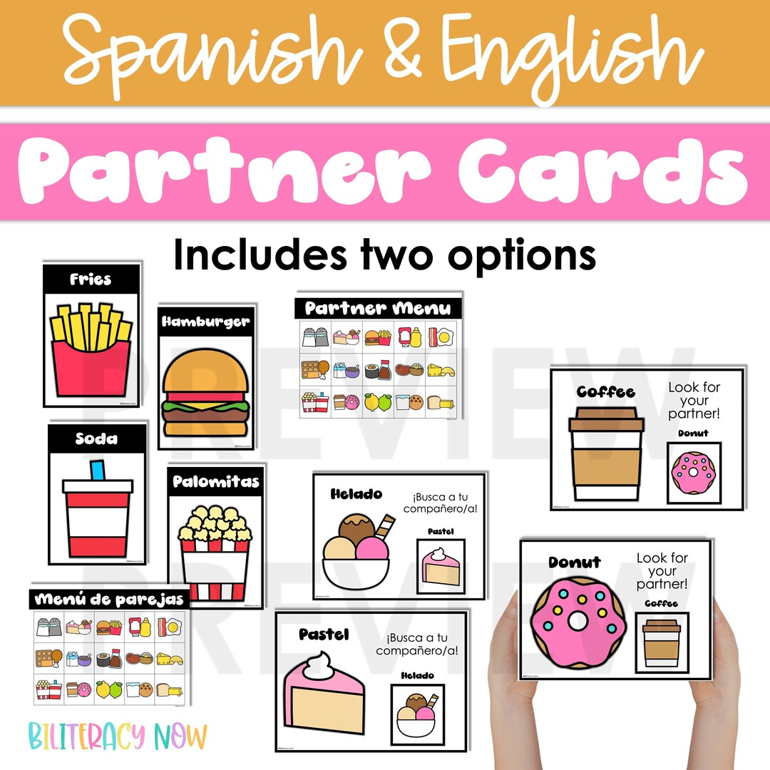 Spanish & English Partner Cards | Bilingual Partner Cards | Bilingual ...