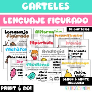 Spanish Figurative Language Posters | Carteles Del Lenguaje Figurado - Etsy