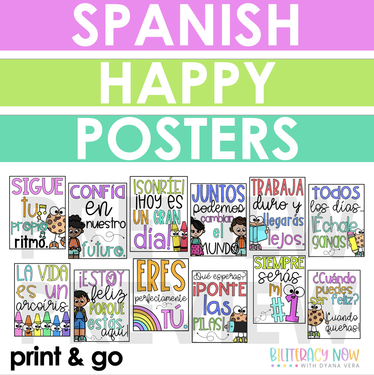 Spanish Happy Posters Spanish Positive Posters Spanish Classroom ...
