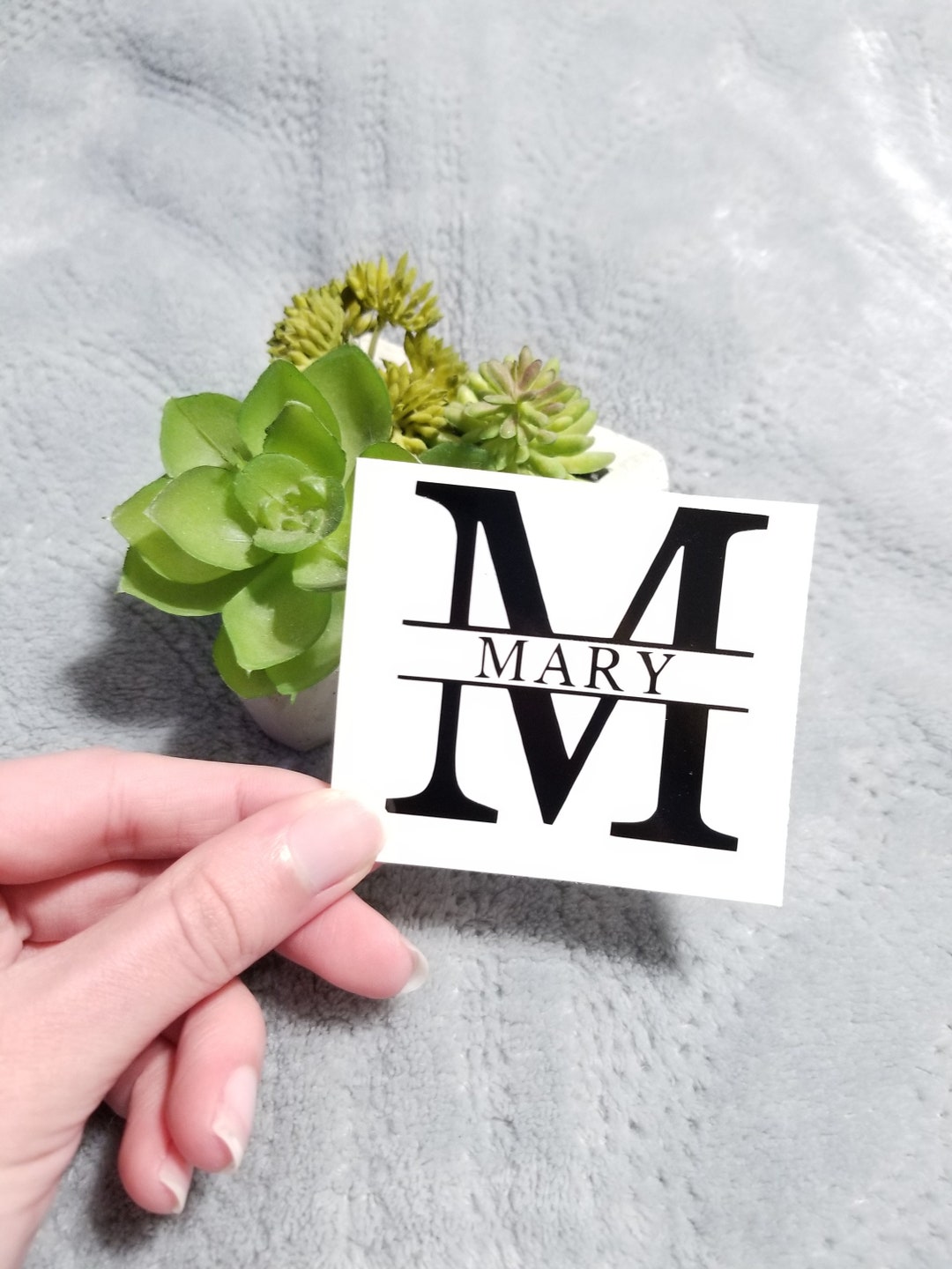 Simple First Name Monogram Vinyl Decal - Etsy