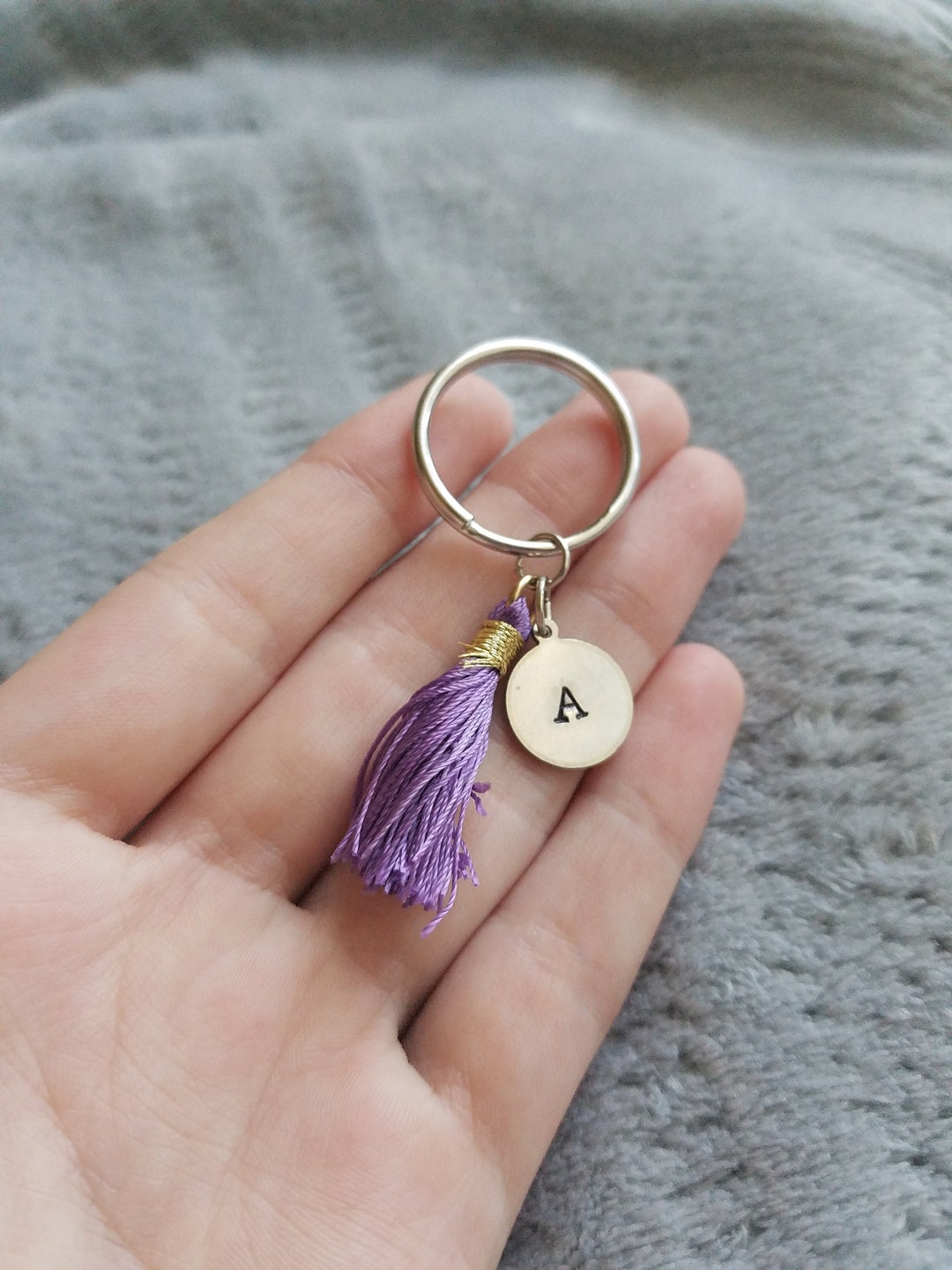 Customized Stamped Letter Keychain With Tassel | Personalized Metal ...