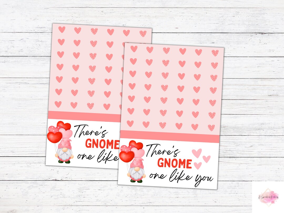Valentine's Day Gnome Cookie Card There's Gnome One Like You Cookie Tag ...