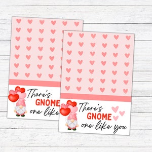 Valentine's Day Gnome Cookie Card There's Gnome One Like You Cookie Tag ...