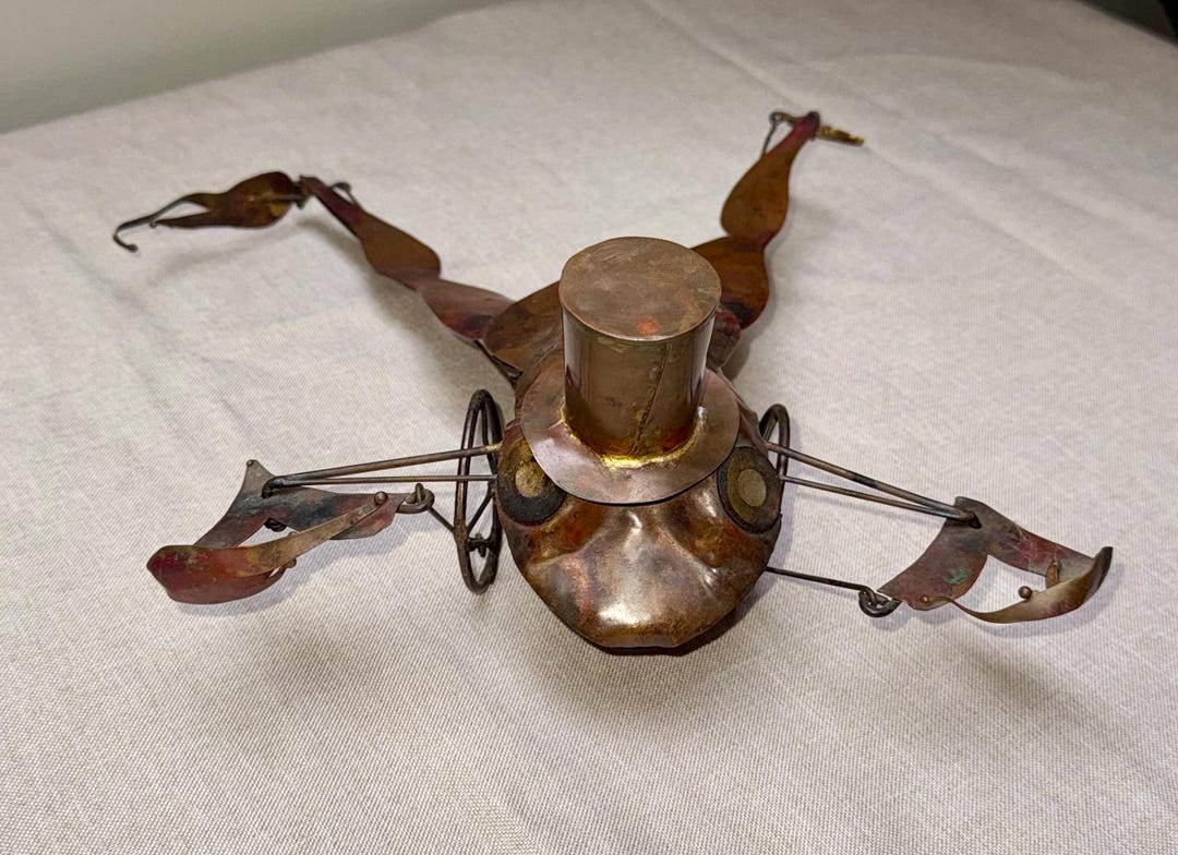 Vintage Metal Copper Tramp Art Steampunk Mechanical Rolling Frog - Etsy
