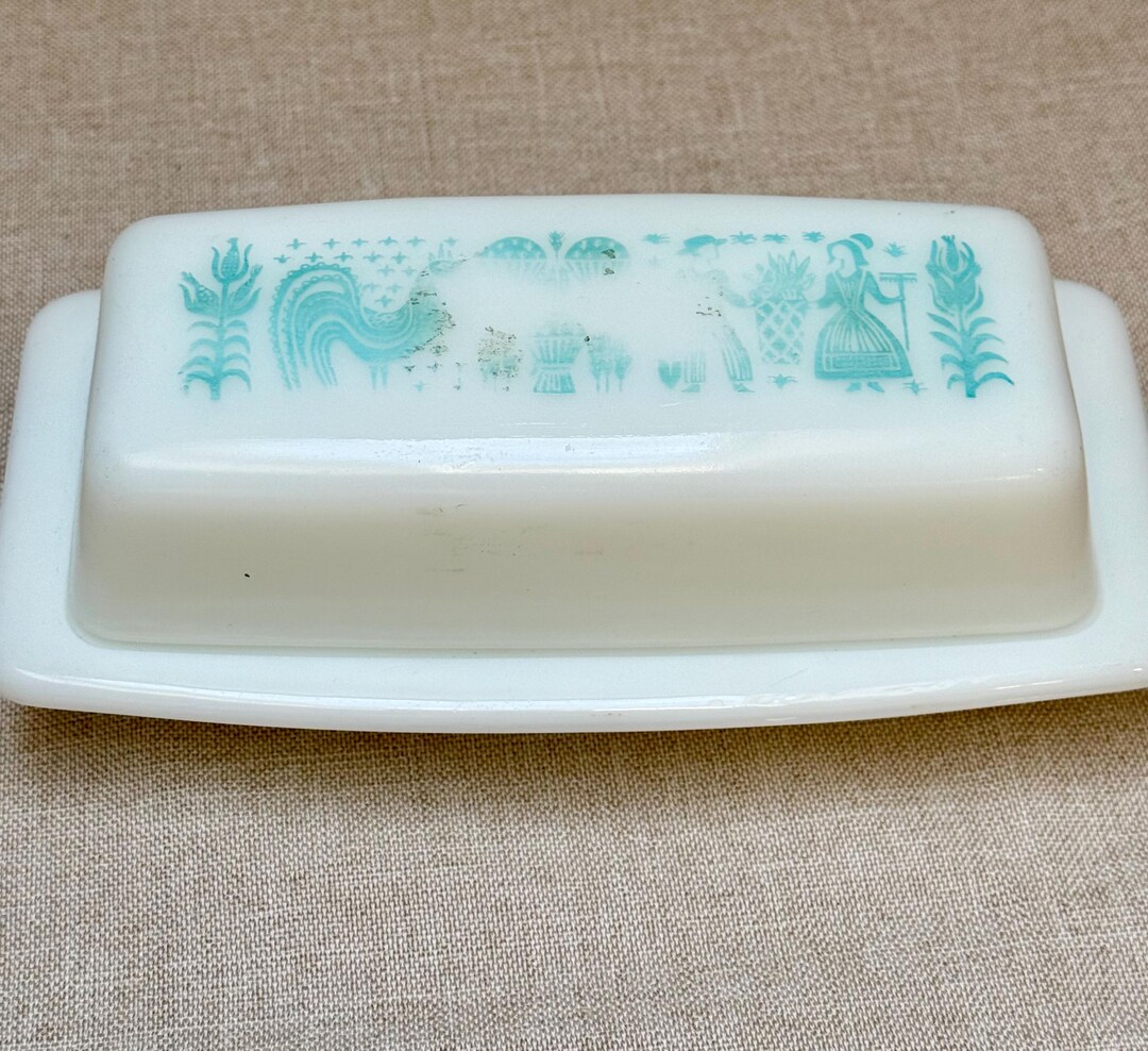 Vintage Pyrex Turquoise Amish Print Butter Dish - Etsy