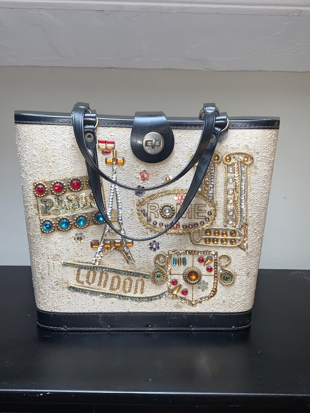 1960s Vintage Edith Collins Style Purse Tote Bag London Paris Rome - Etsy