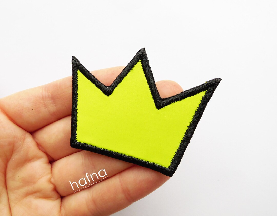 NEON YELLOW Crown Reflective Patch Fluorescent Applique Embroidery ...