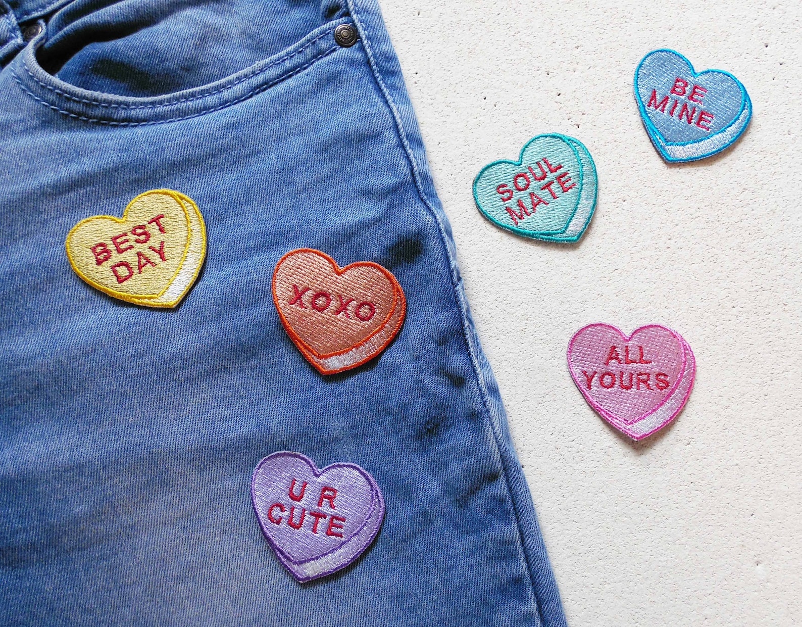 U R CUTE Candy Heart Valentine Conversation Hearts Patches - Etsy