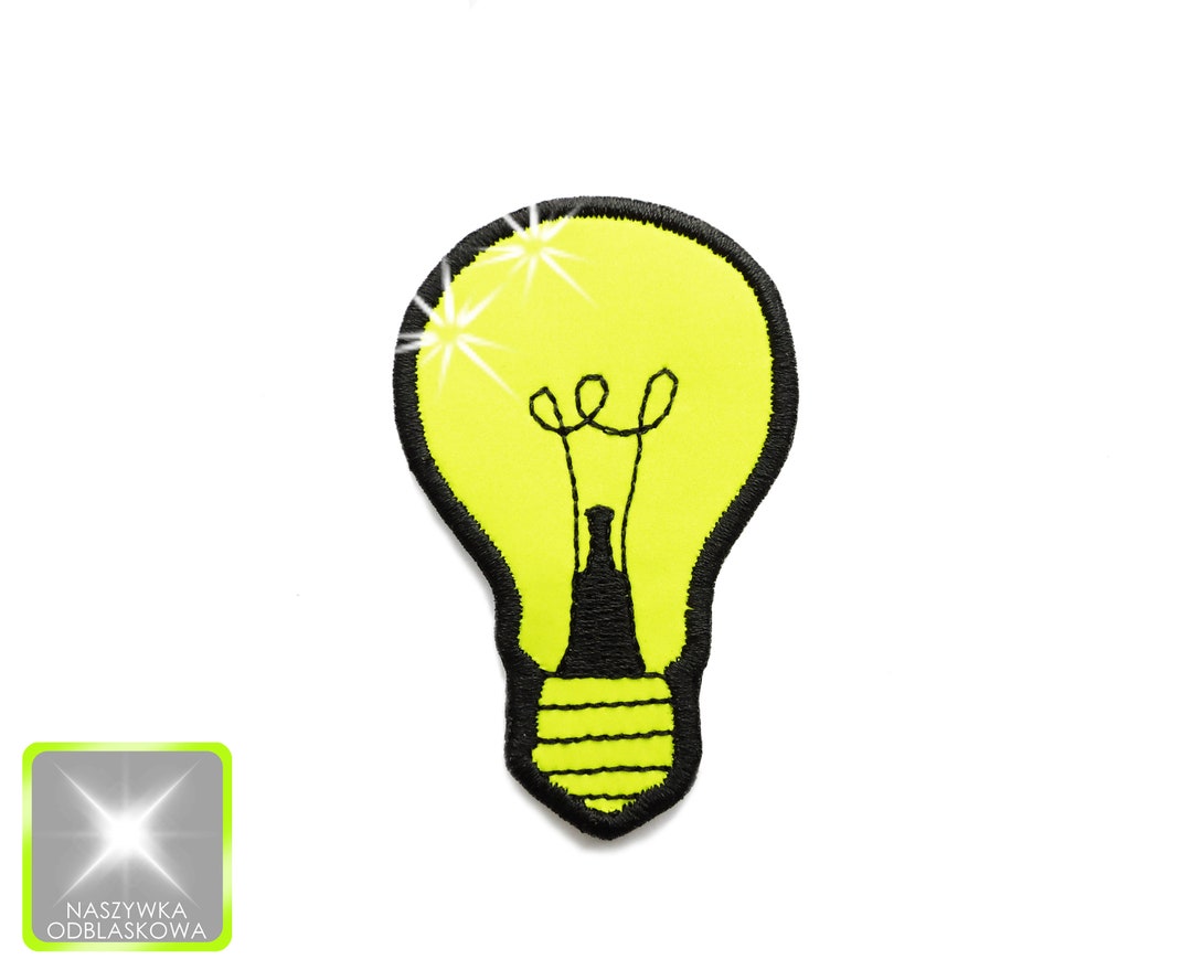 NEON YELLOW Light Bulb Reflective Patch Fluorescent Applique Embroidery ...