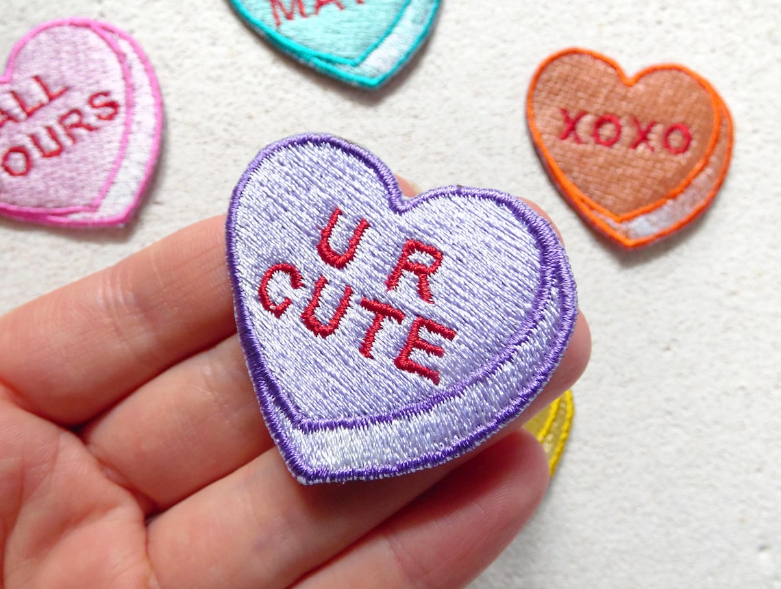 U R CUTE Candy Heart Valentine Conversation Hearts Patches - Etsy
