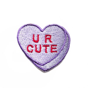 U R CUTE Candy Heart Valentine Conversation Hearts Patches Embroidered ...
