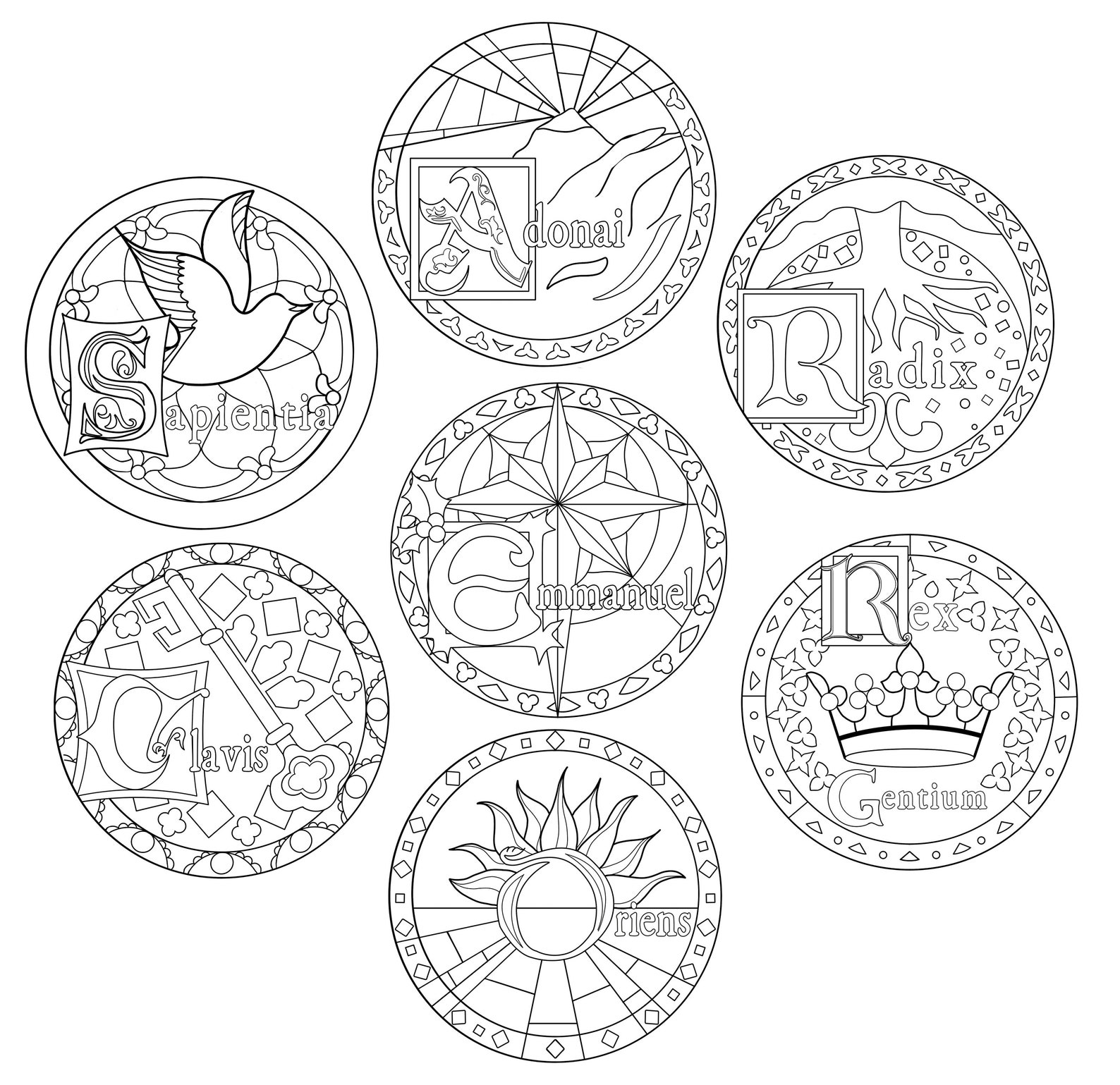 Printable Advent O Antiphon Stained Glass Ornament Bundle Plus - Etsy