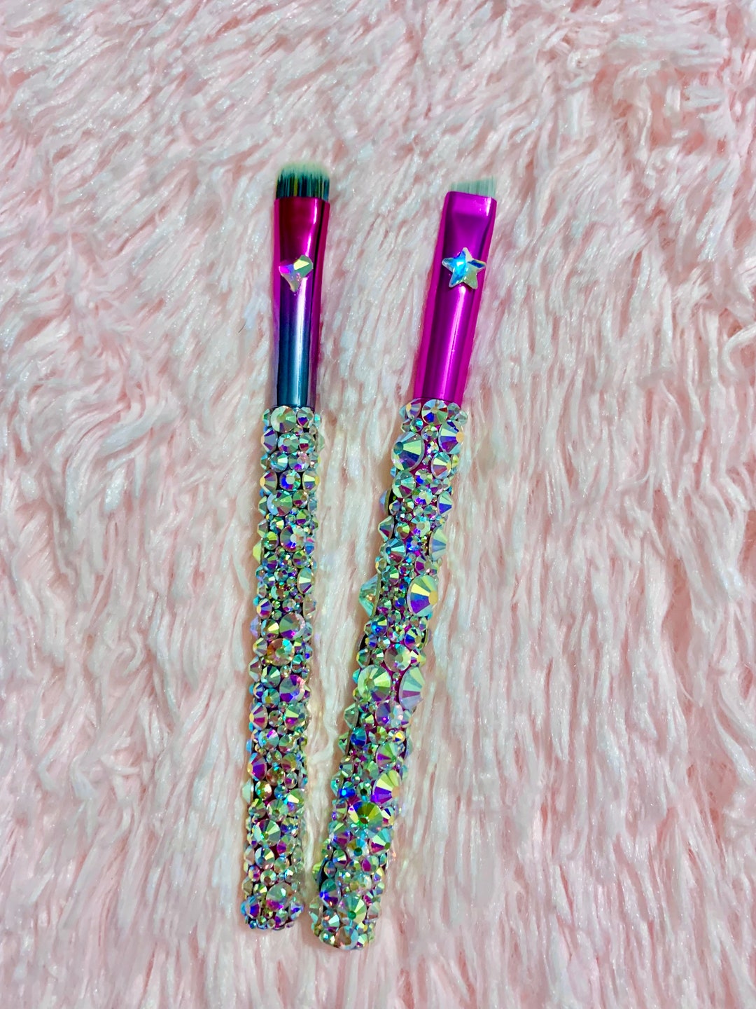 Bling Pink Brow & Eyeshadow Brush Set - Etsy