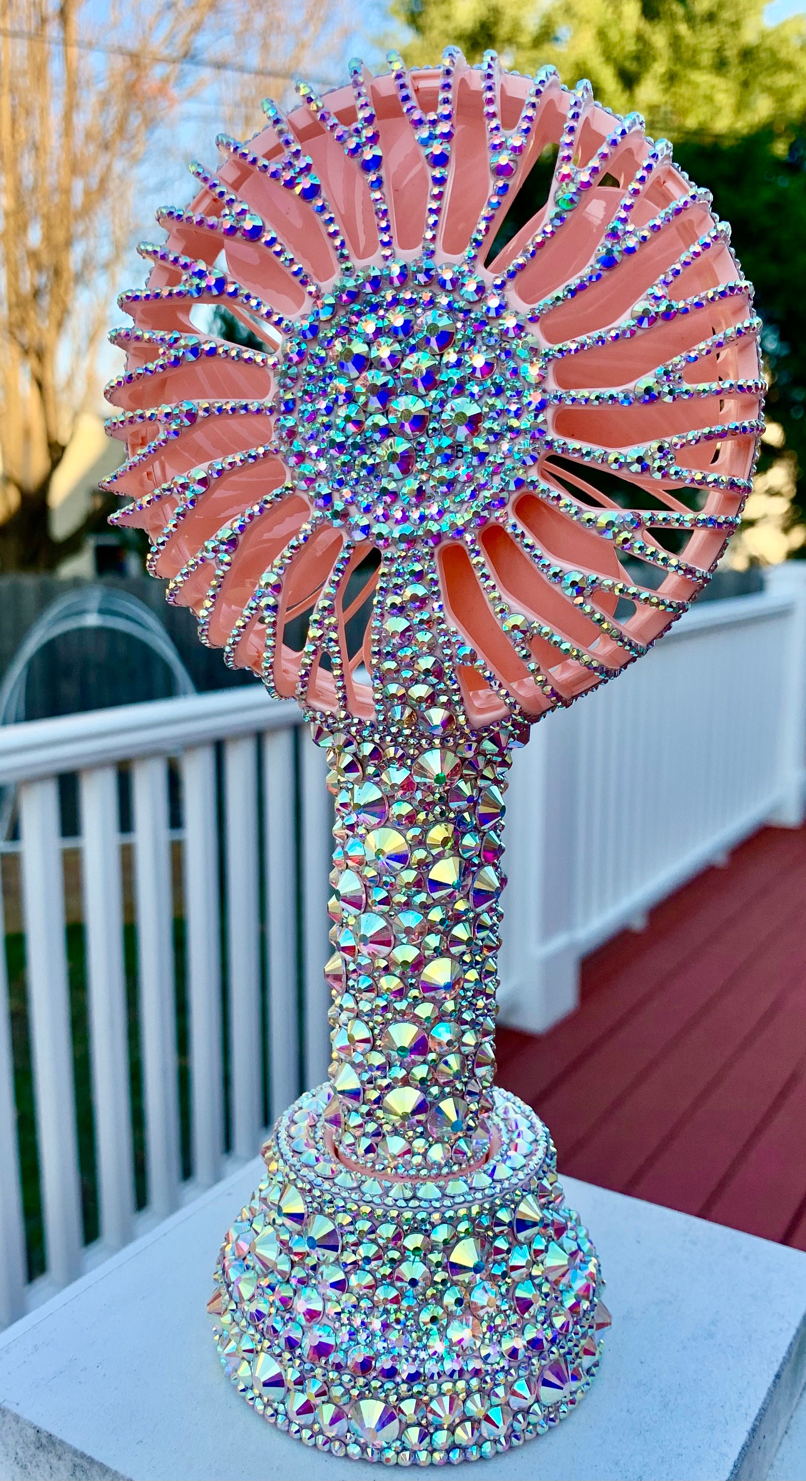 Rhinestone Pink Sparkle Fan - Etsy UK