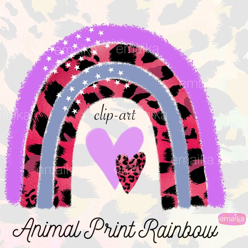 Rainbow Clipart Set, Animal Print Rainbow Graphics, Printable Leopard ...