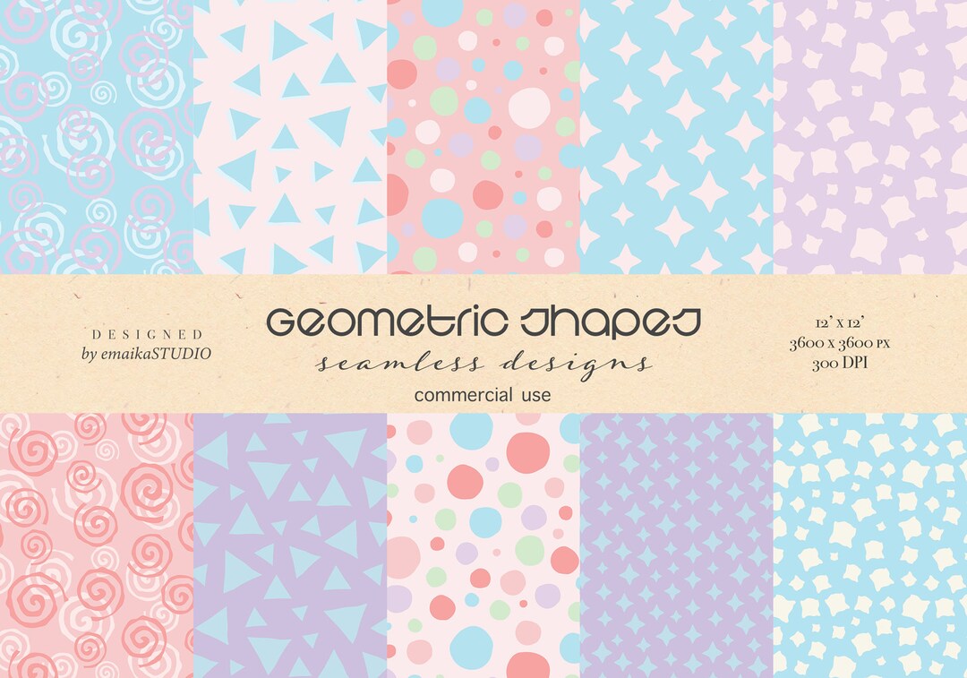 10 Pastel Seamless Digital Papers, Geometric Pattern Paper Set, Digital ...