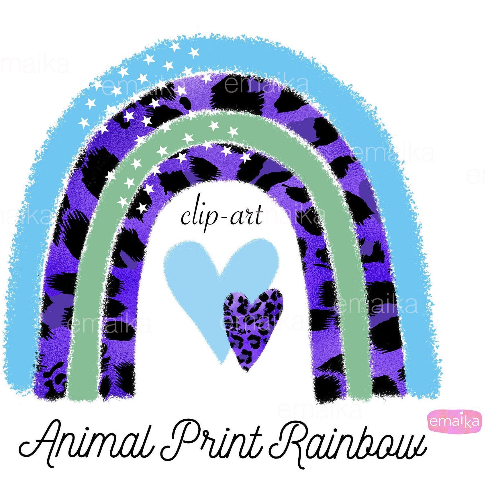 Rainbow Clipart Set, Animal Print Rainbow Graphics, Printable Leopard ...