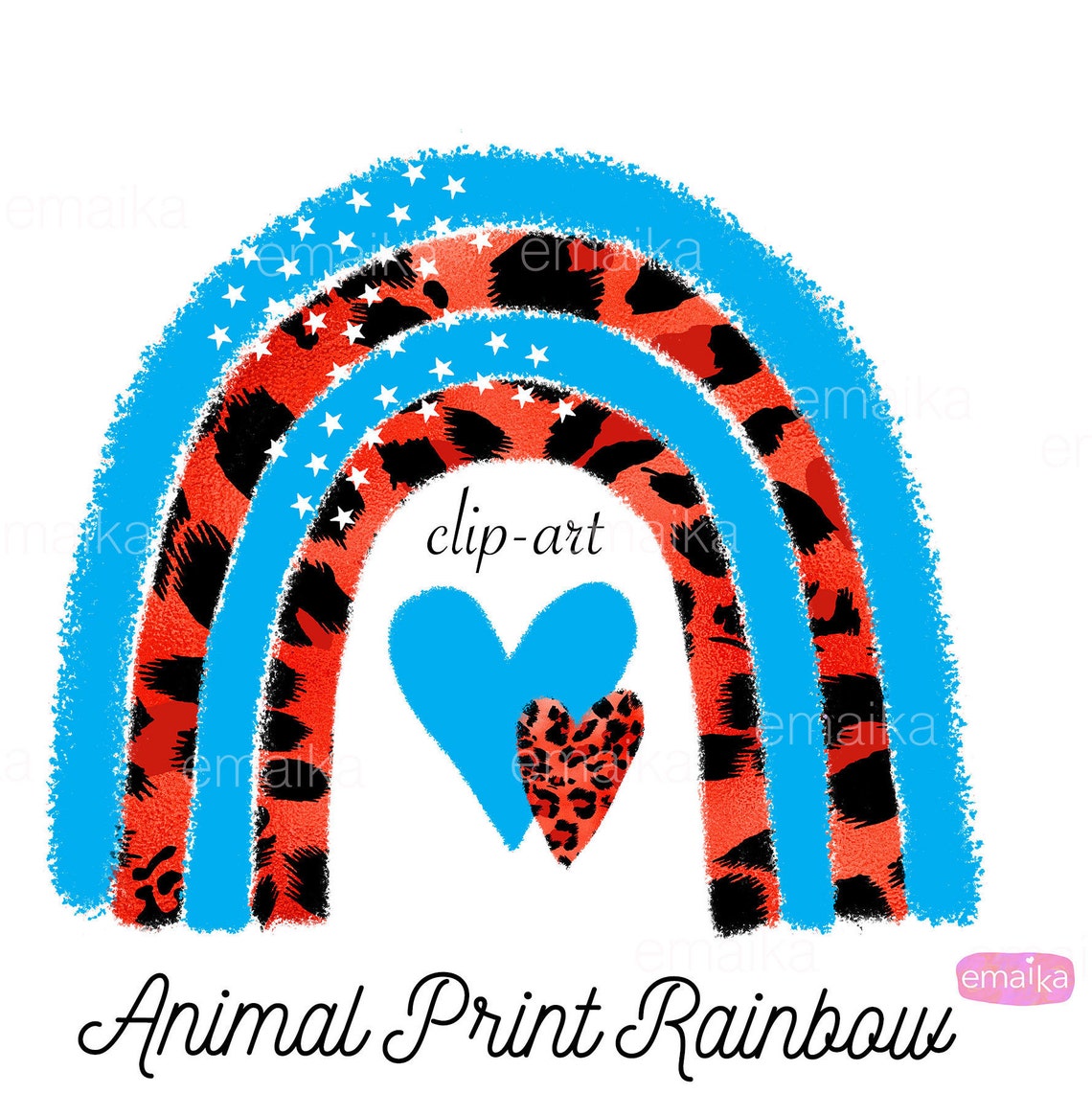 Rainbow Clipart Set, Animal Print Rainbow Graphics, Printable Leopard ...