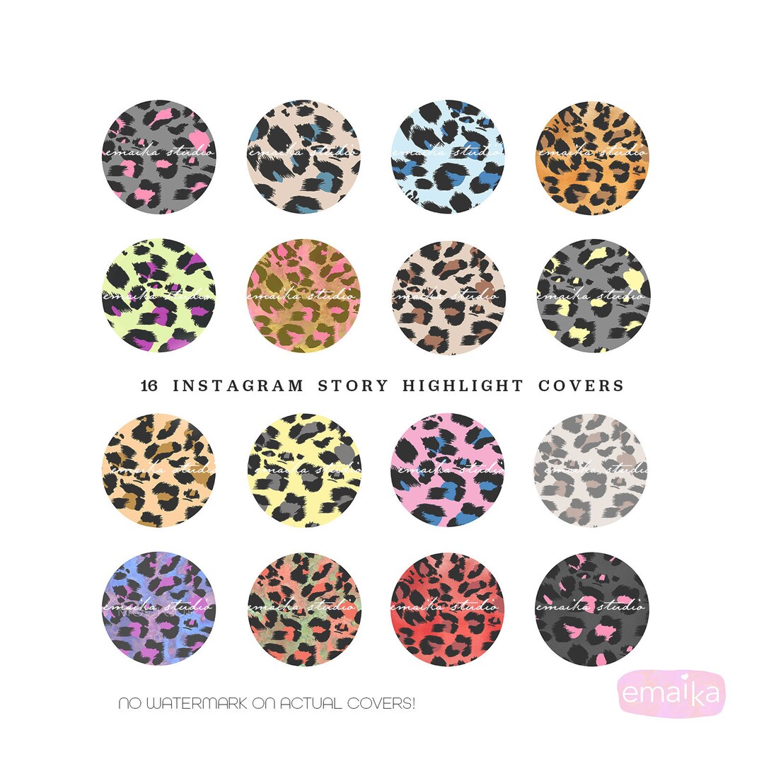 Animal Print Instagram Highlight Covers, Cheetah Leopard Icons (16 ...