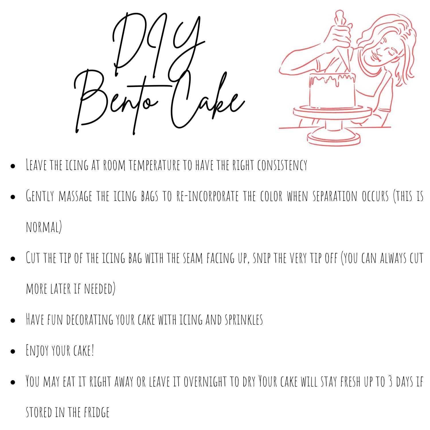 DIY Bento Cake Instruction Card - Etsy