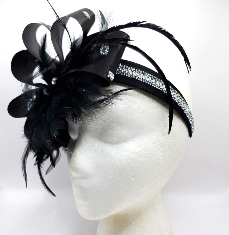 One-inch Wide Black and Rhinestone Fascinator by Just Jewels Designs - Etsy