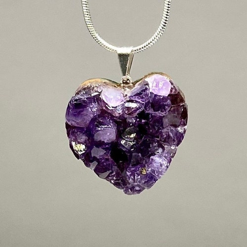 Amethyst Necklace Amethyst Pendant Triangle Stone Necklace - Etsy
