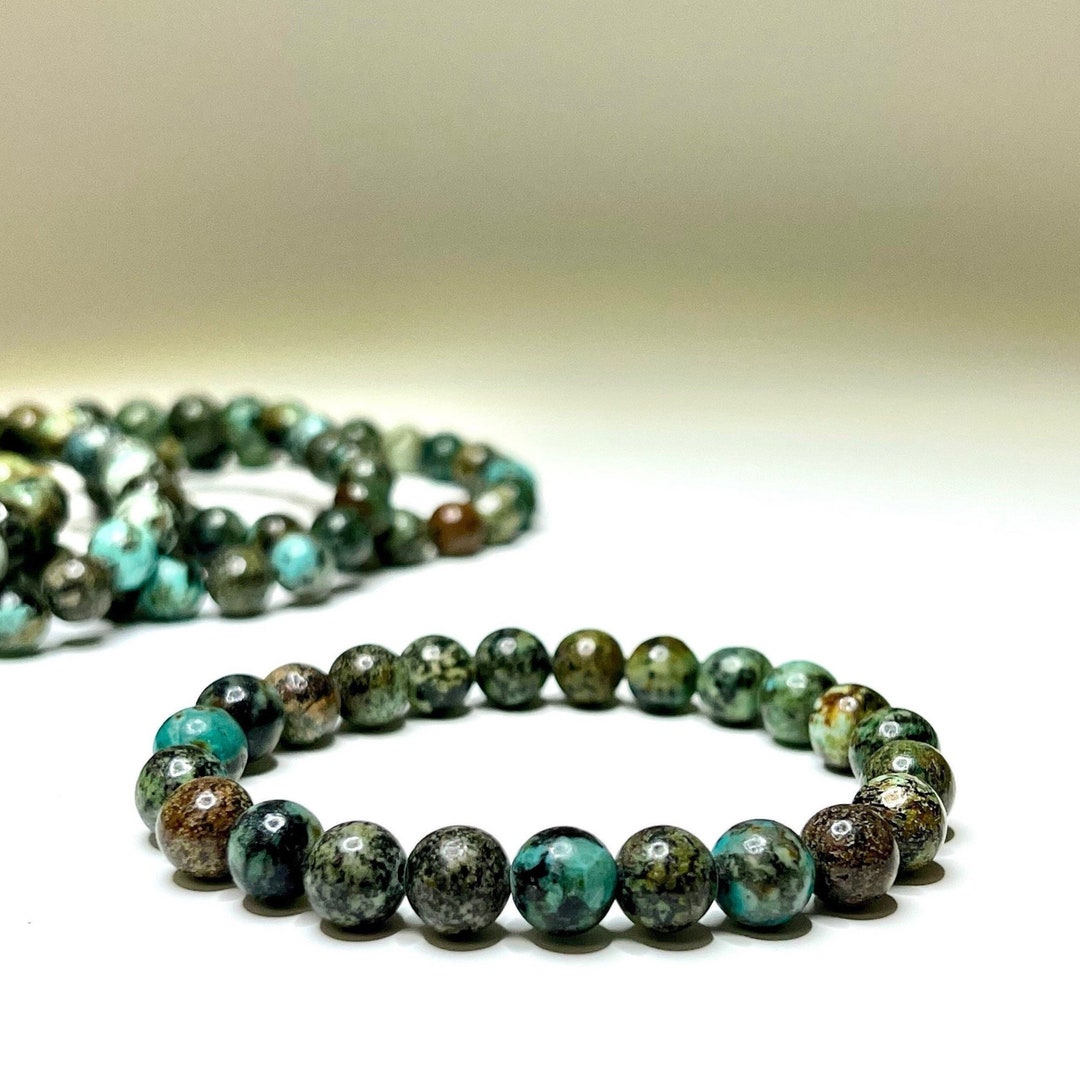 African Turquoise Crystal Bracelet, 8mm African Turquoise Gemstone ...