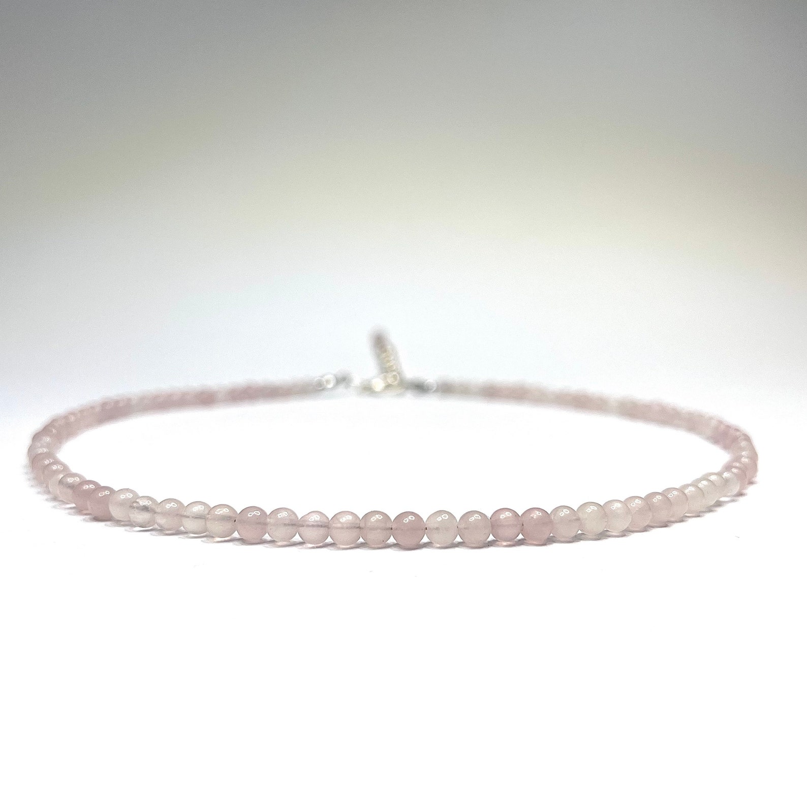 Rose Quartz Beaded Choker: Sterling Silver or Stainless Steel - Etsy