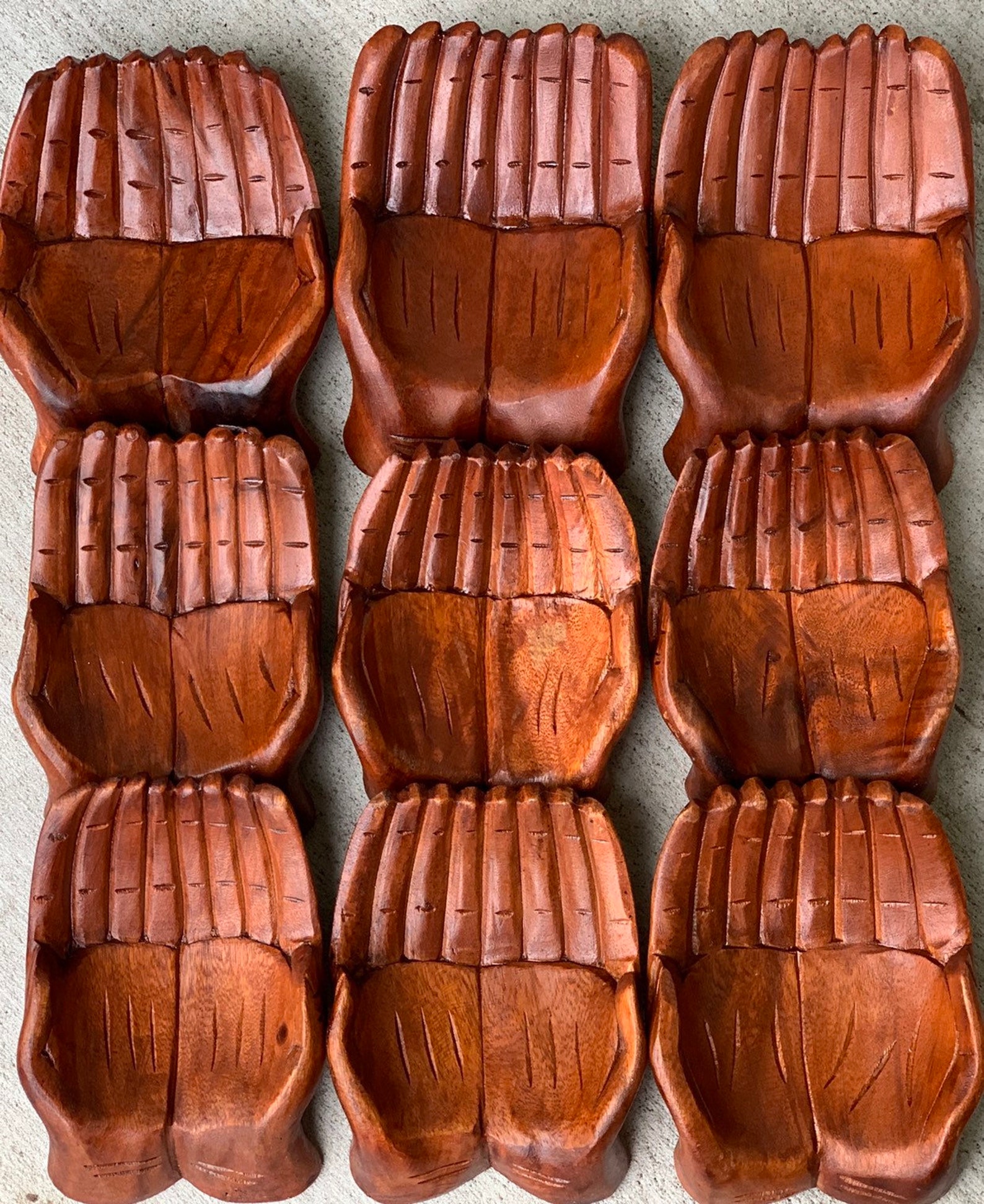 Large Wood Carved Praying Hand Shape Bowl | Etsy