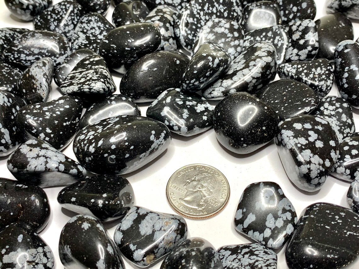 Snowflake Obsidian Tumbled Stones | Etsy