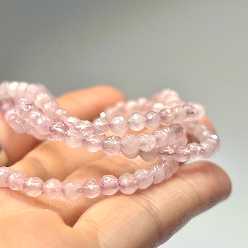 Rose Quartz Choker: Faceted Gemstone Beads, Sterling Silver Clasp - Etsy
